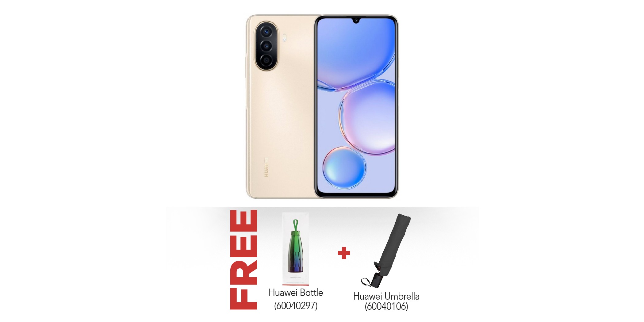 Huawei Nova Y71 Gold & Free Huawei Bottle + Huawei Umbrella
