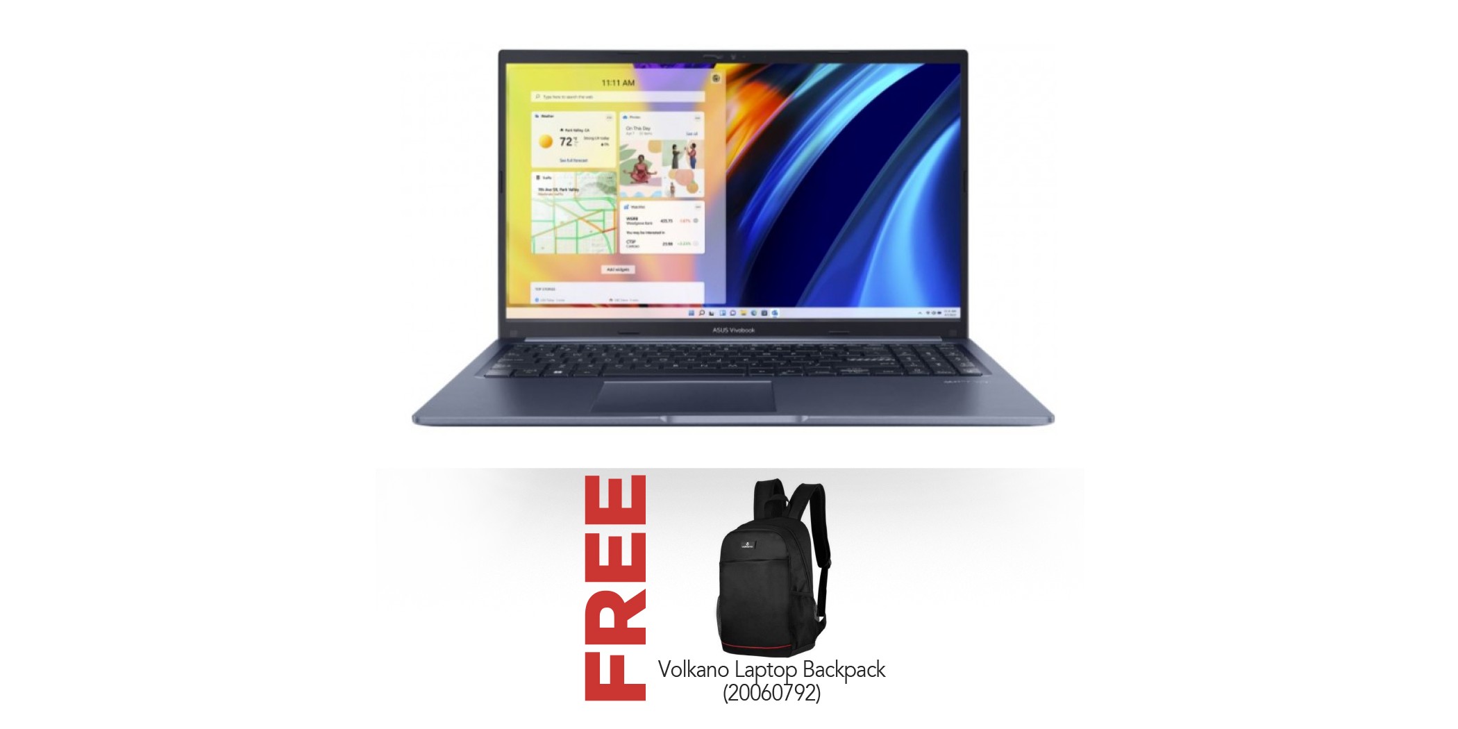 Asus Notebook X1502ZA-I78512BL1W & Free Volkano Laptop Backpack VK-7137