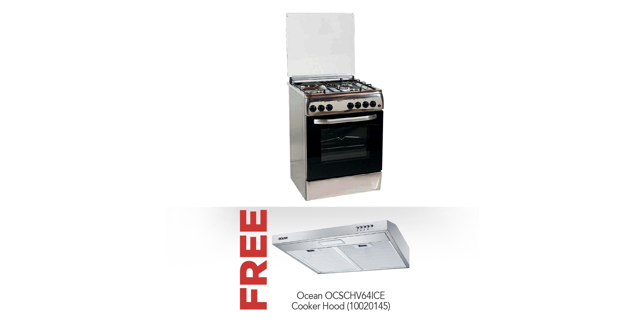 Euroline 6312NEI Cooker & Free Ocean OCSCHV64ICE Cooker Hood