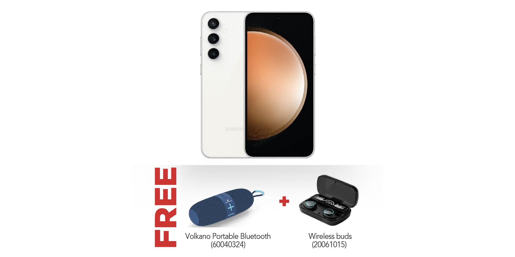 Samsung S23 FE- White & Free Volcano Flow Series Portable Bluetooth ...