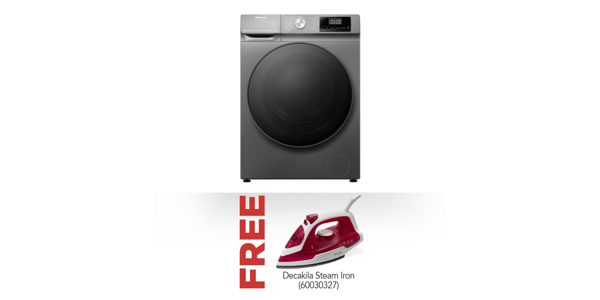 Hisense WD3Q8043BT Washer-Dryer & Free Decakila KEEN002R/KEEN019V Steam ...