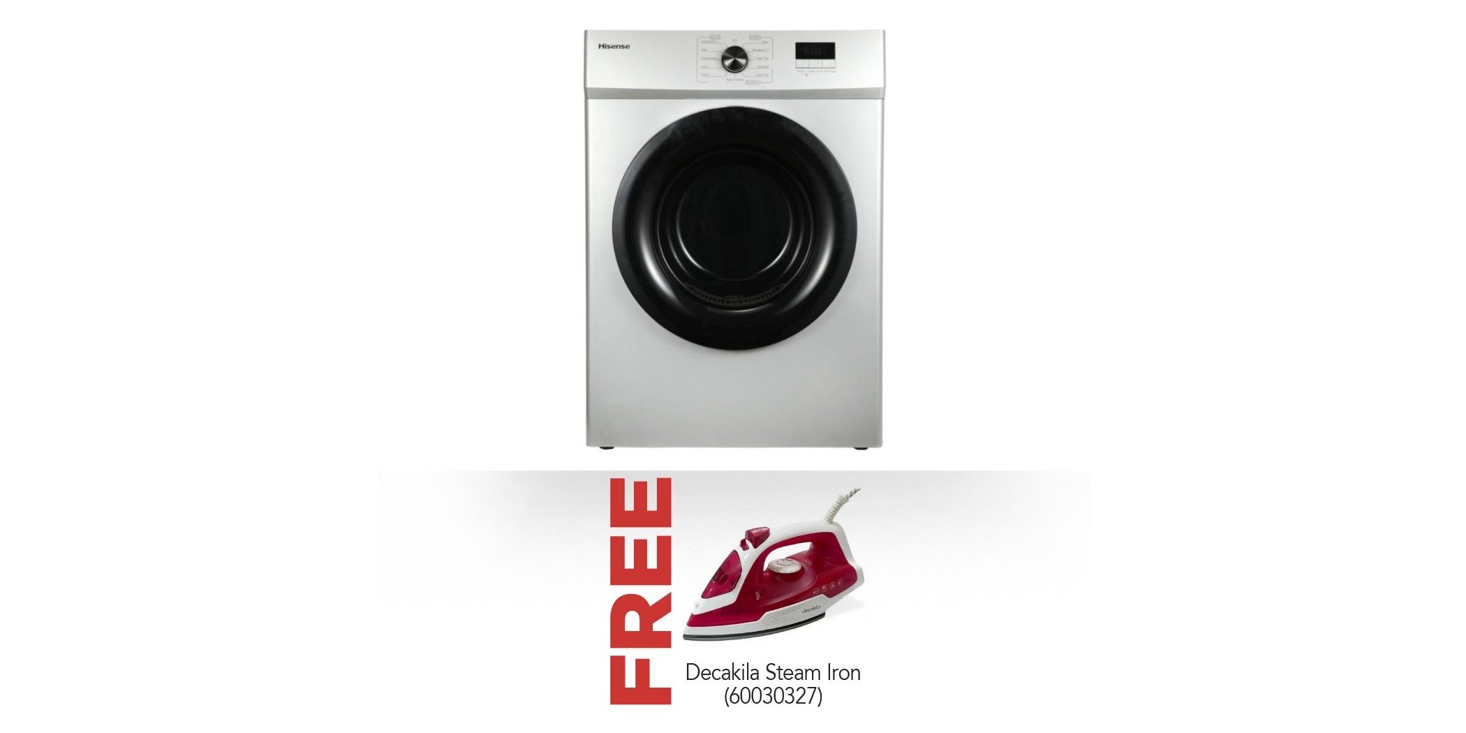 Hisense DV1W801US1 Dryer & Free Decakila KEEN002R Steam Iron