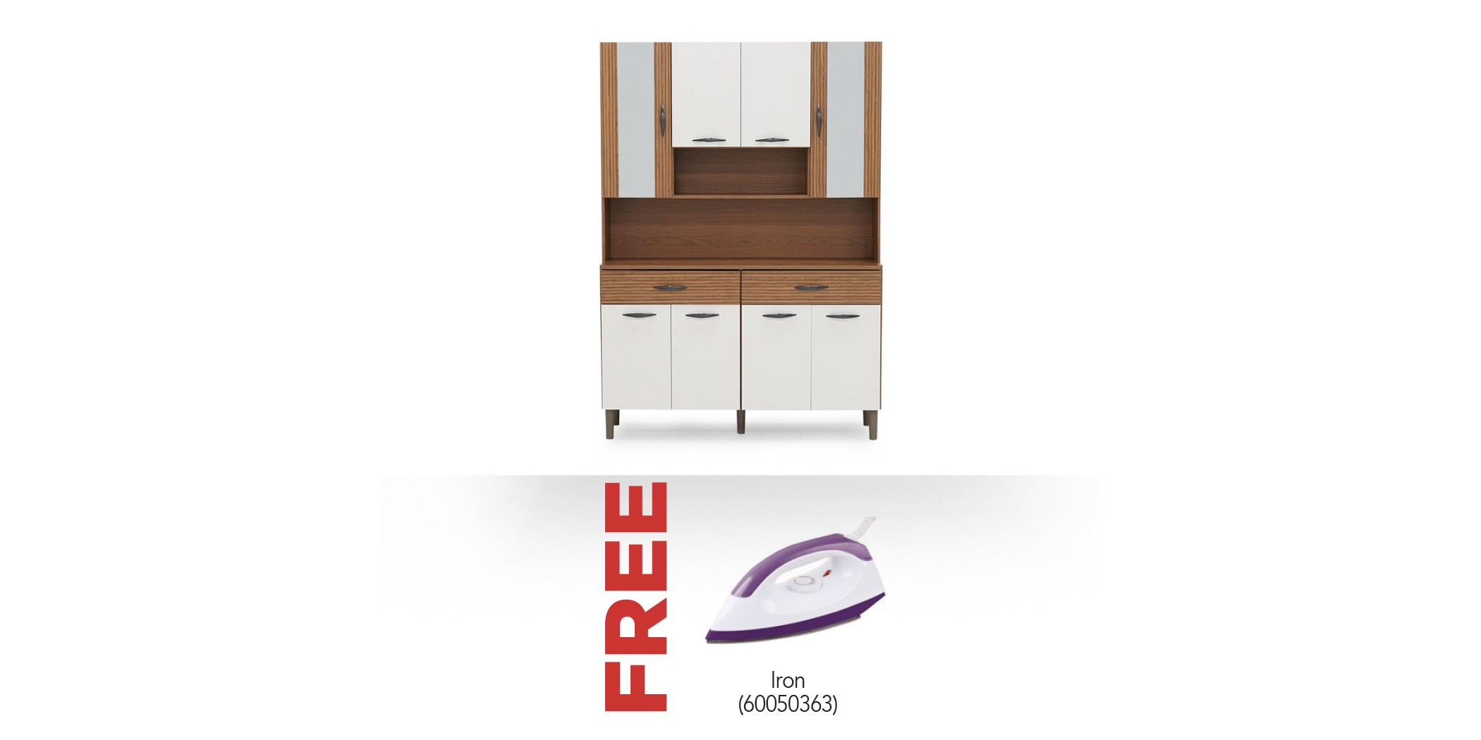 Golden Kitchen Cabinet 8 Doors Nogueira/Off White & Free Dry Iron Ref ...