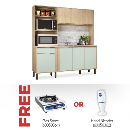 Hellen Kitchen Cabinet 7 Doors & 1 Drawer & Free Gas Stove Ref CGS-SS01-1Y OR Hand Blender Ref ...