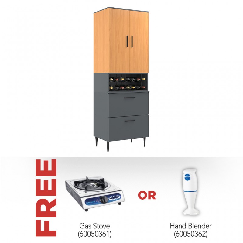 Barbara Kitchen Cabinet 2 Doors & 2 Drawers Angelin/Grafite & Free Gas ...