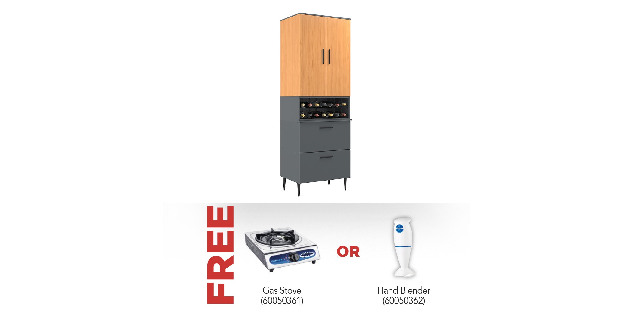 Barbara Kitchen Cabinet 2 Doors & 2 Drawers Angelin/Grafite & Free Gas ...