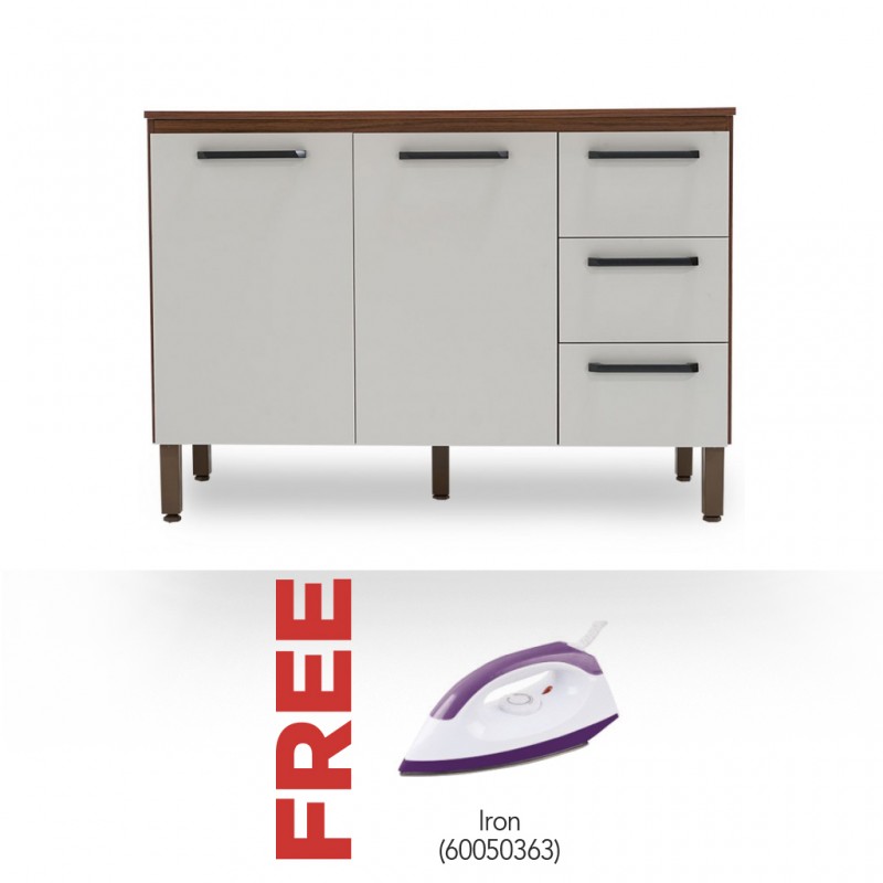 Ametista Kitchen Cabinet 2 Doors & 3 Drawers Off White & Free Dry Iron ...