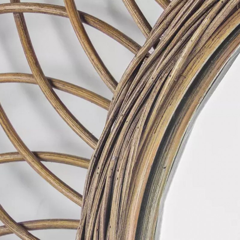 Circle Rattan Wall Mirror D28 cm