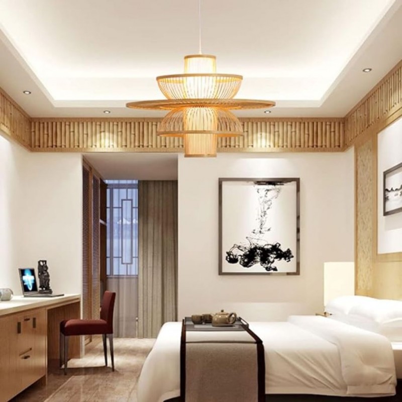 Hourglass Bamboo Pendant lamp 45x60cm with Cable