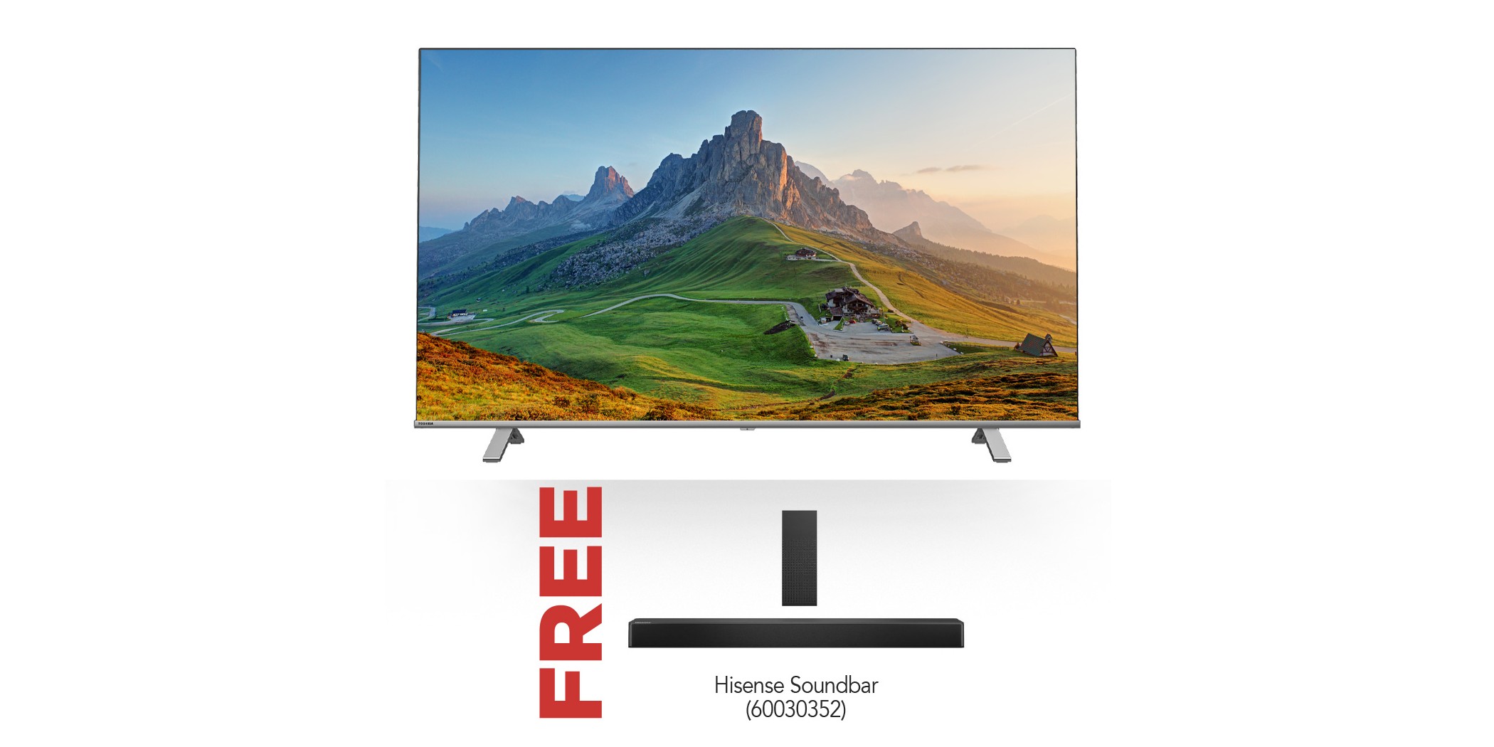 Toshiba 75C350LN 75" 4K smart LED TV & Free Hisense HS 2100 Sound bar