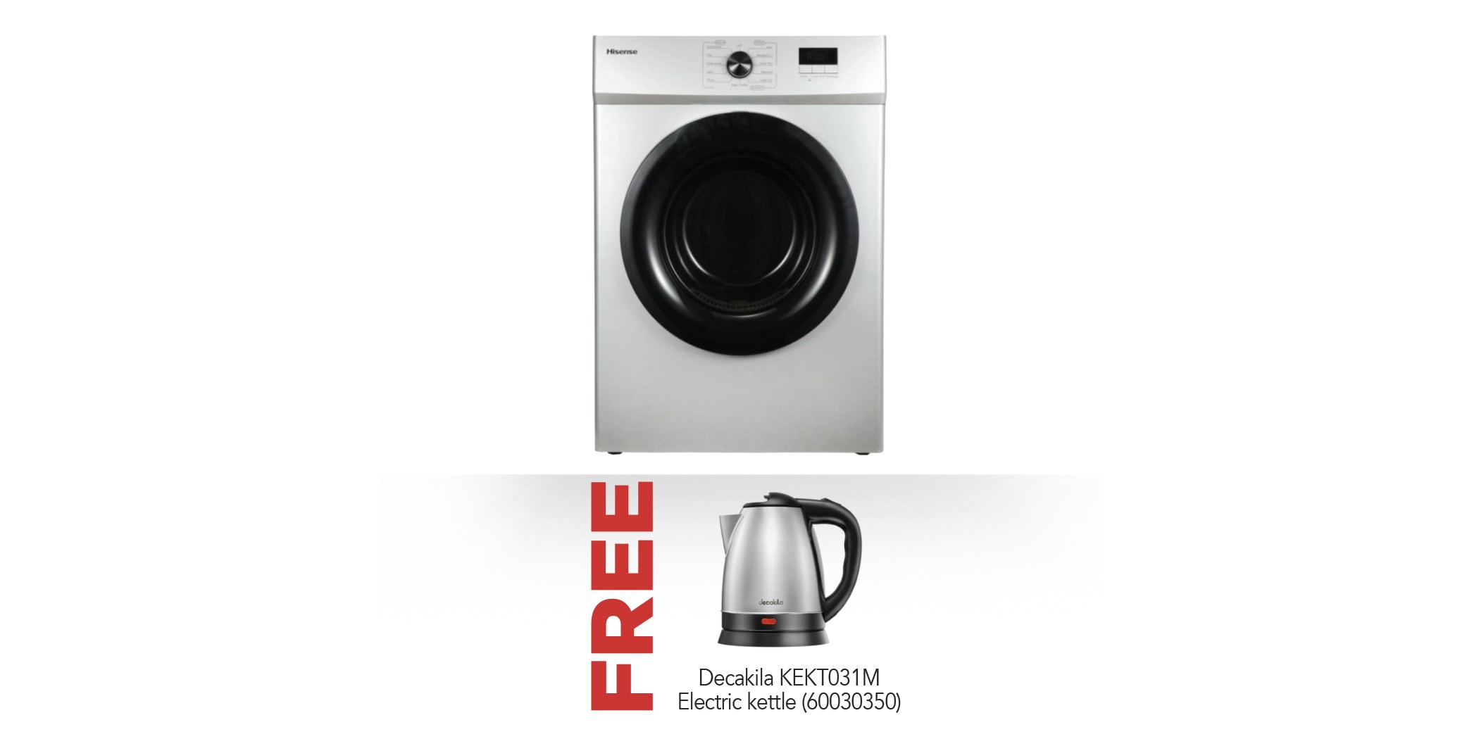Hisense DV1W801US1 Dryer and Free Decakila KEKT031M Stainless Steel Kettle