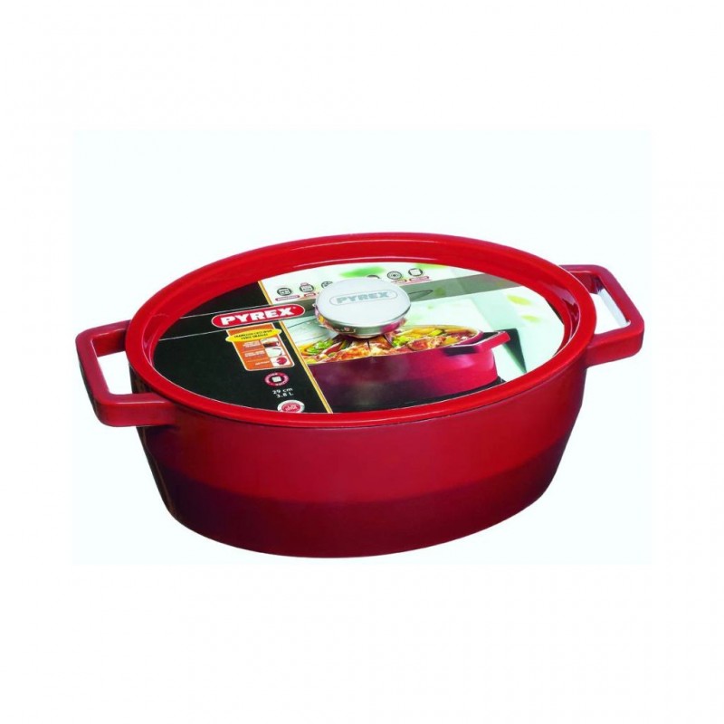 Pyrex Slow Cook 6L Red Cast Iron Oval Casserole 10093330 "O"