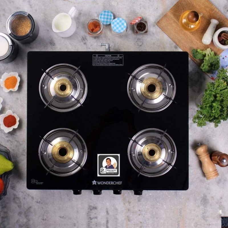 Wonderchef WON509 Ultima 4 Burner Tempered Glass Gas Stove - 63153287