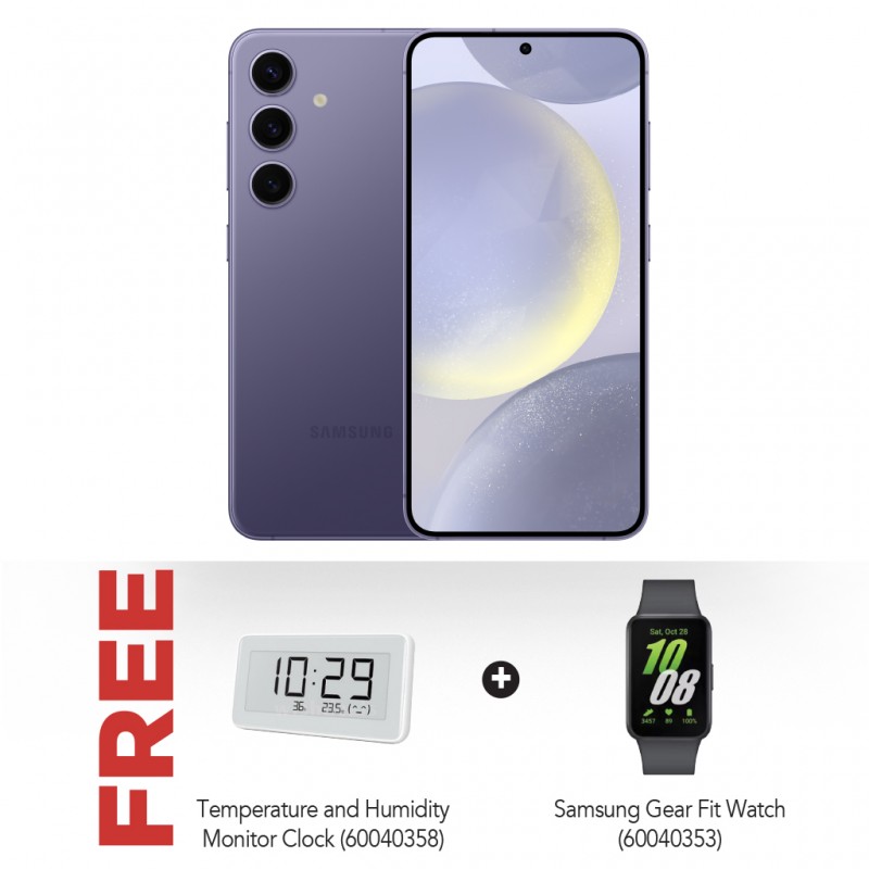 Samsung Galaxy S24 Violet & Free Temperature and Humidity Monitor Clock ...