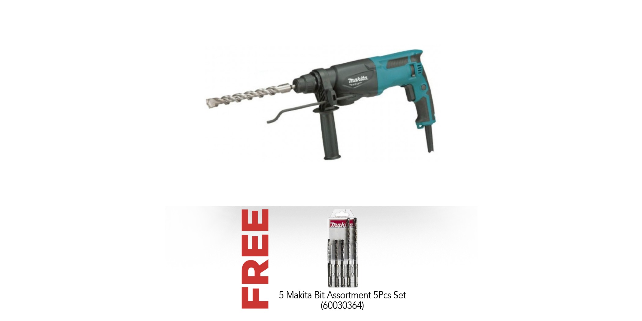 Makita M8700 Rotary Hammer & Free 5 Makita Sds Plus Bit Assortment 5Pcs Set