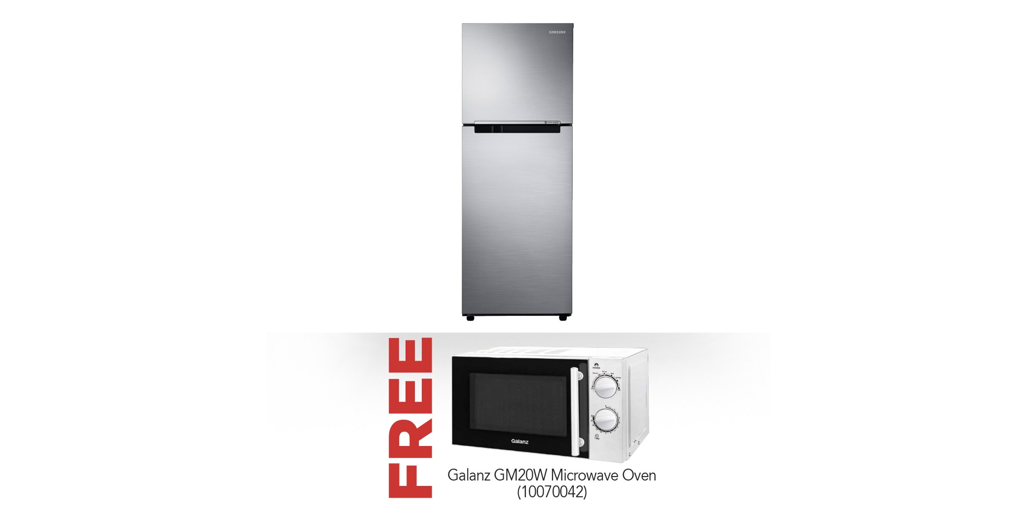 Samsung RT22T3021S8 Refrigerator & Free Galanz GM20W Microwave Oven