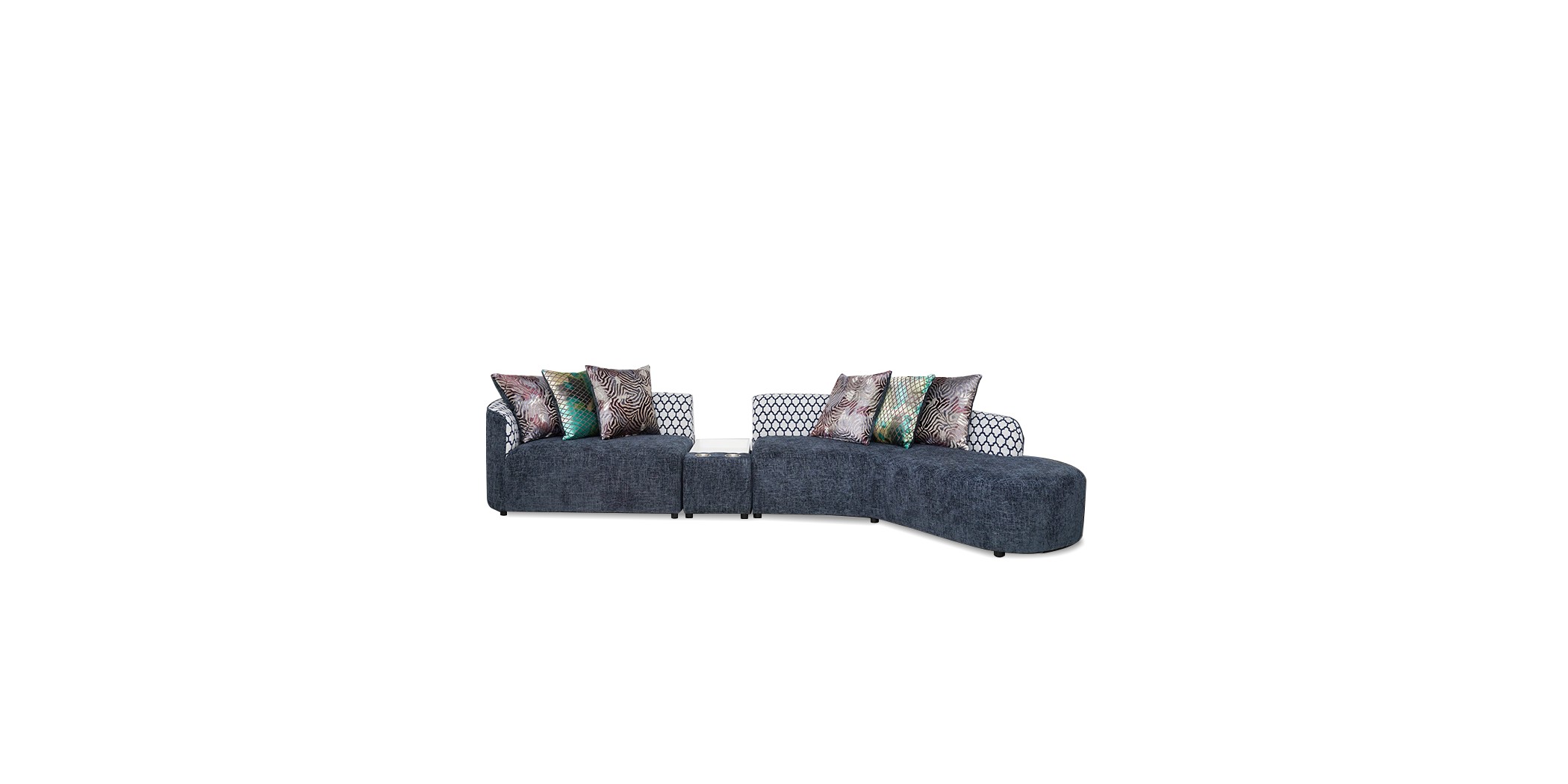 Arca Corner LHF 2S & RHF 4S W/2 Cupholder & Storage Wedge in Navy Blue ...