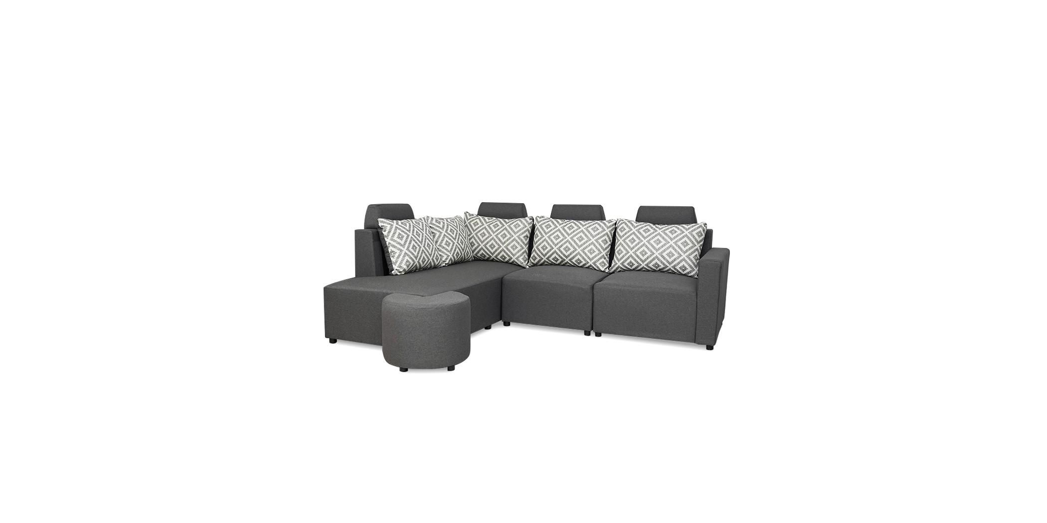 Angelo Corner LHF Chaise+RHF 3S+Ottoman D.Grey Col Fab