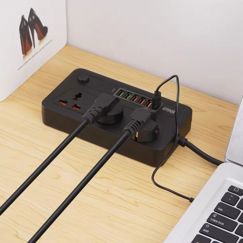 Winning Star ST-4010 Black 10A 3 Plug & 4 USB Charge Positions Power ...