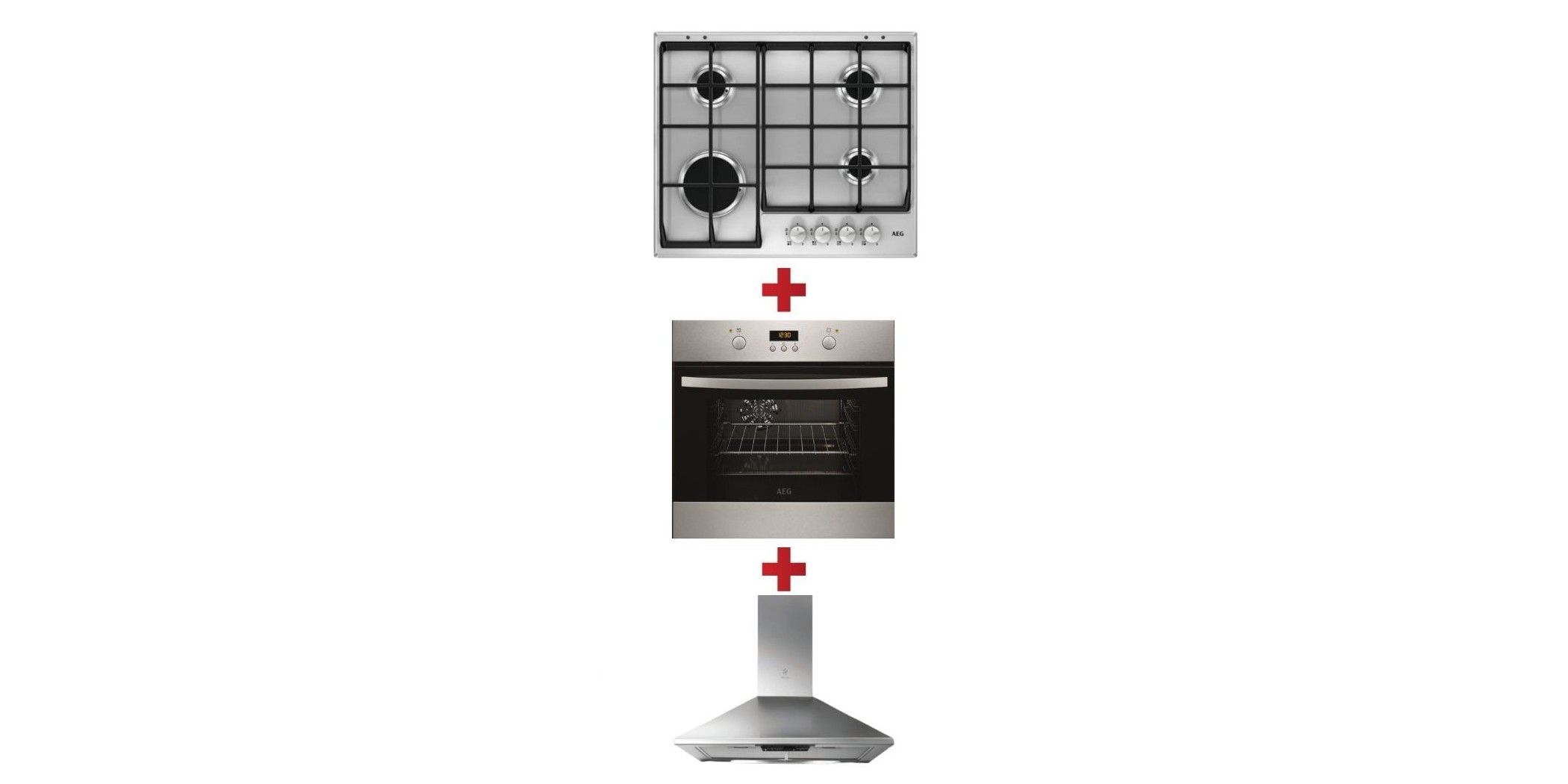 AEG HG654351SM Built-in Hob + AEG BOB35702XV Built-in Oven + Elica ...