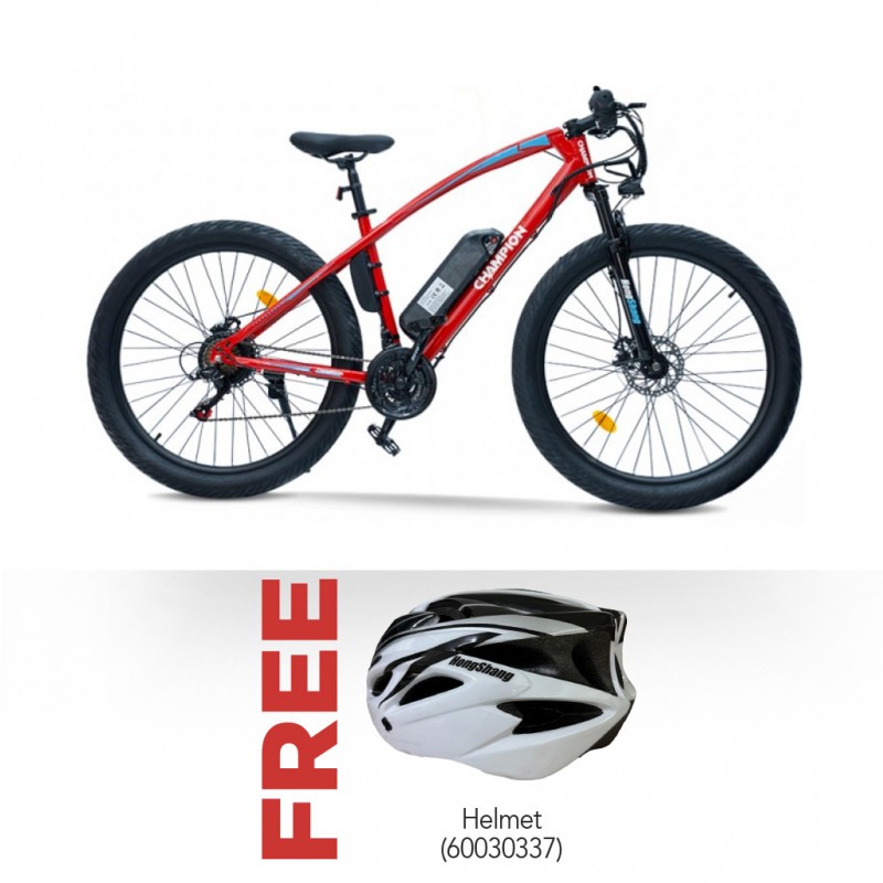 Champion EBK-614 250 Watts (0.25Kw) 27.5" Red Electric Bike Fat Tyre ...