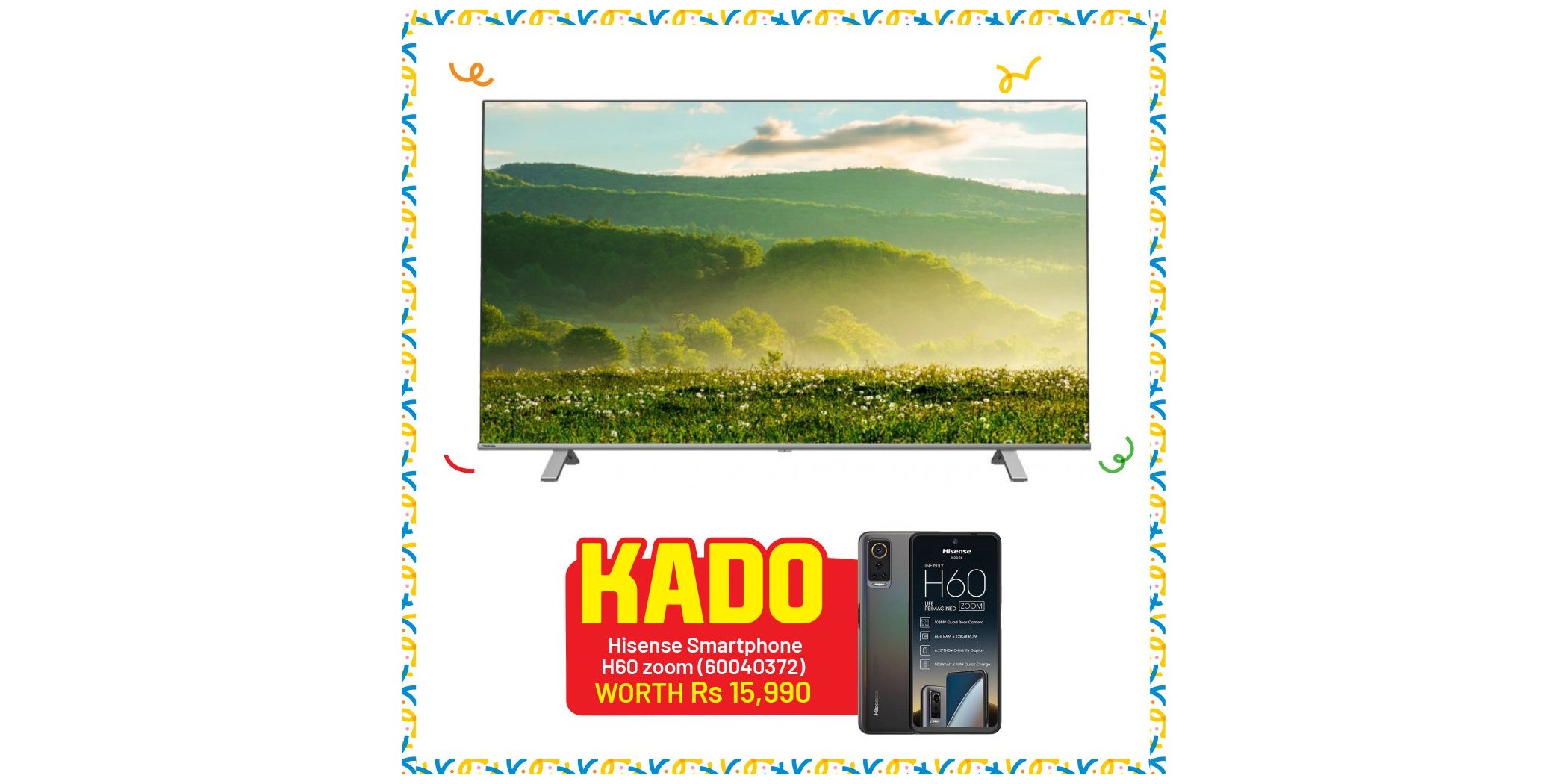 Toshiba 65C350LN 65" 4K smart LED TV & Free Hisense Smart Phone H60 Zoom