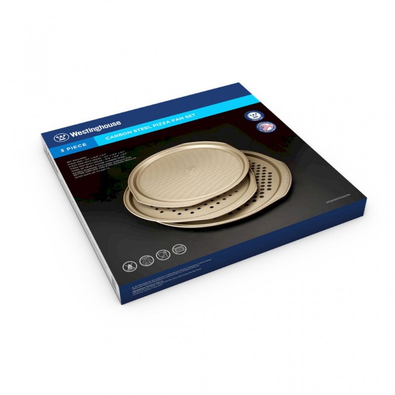 Westinghouse WCBA007103ACPN 3pcs Carbon Steel Pizza Pan Set Non-Stick ...