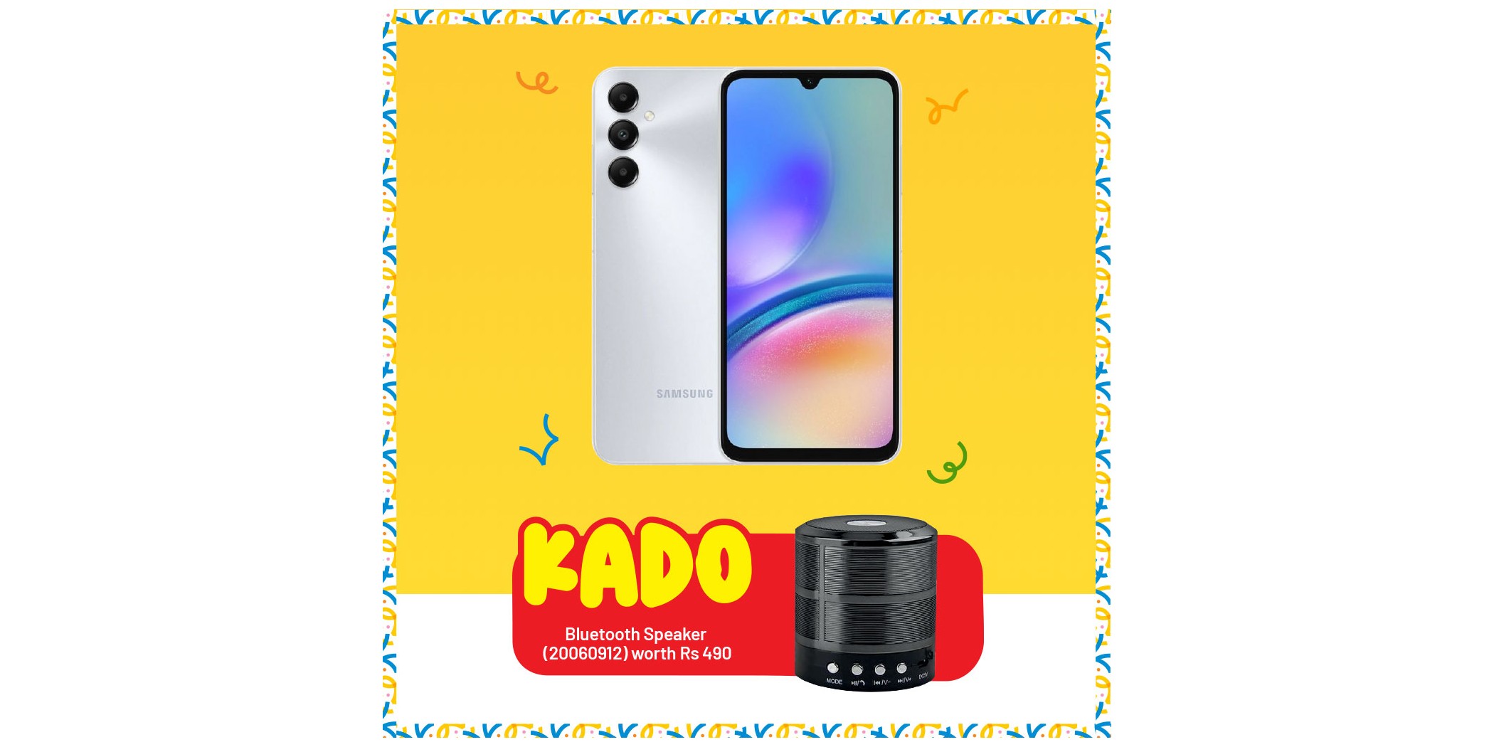 Samsung A05S Silver - 128GB & Free AAVTA S28 Bluetooth Speaker with light