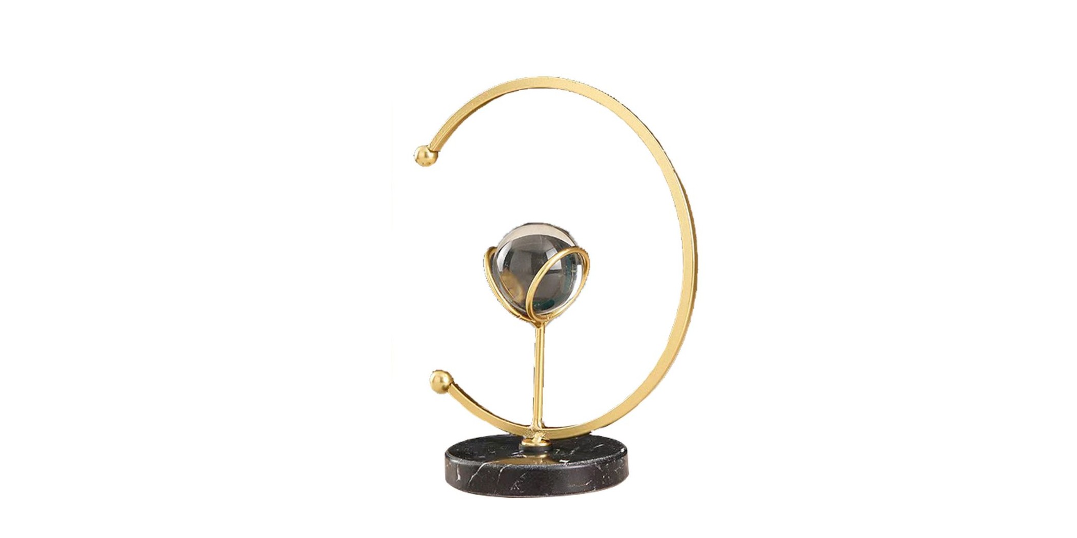Glass Ball C Shape Gold Table Decor Metal/Stone