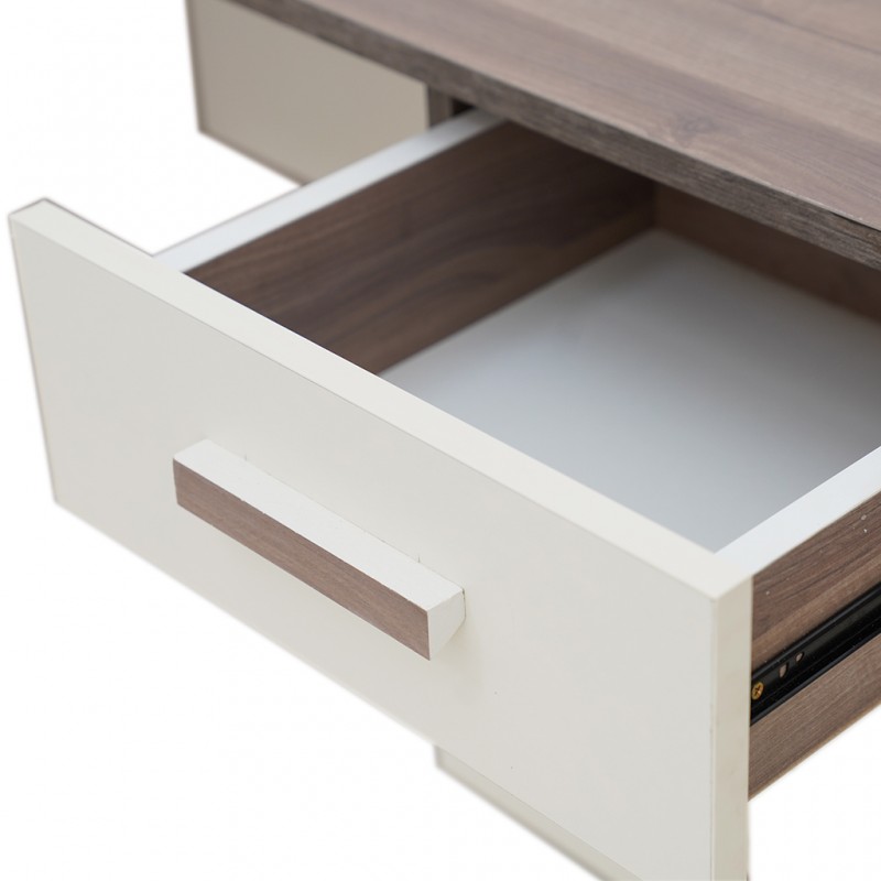 Jayden Office Table & 3 Drawers Ivory / Walnut