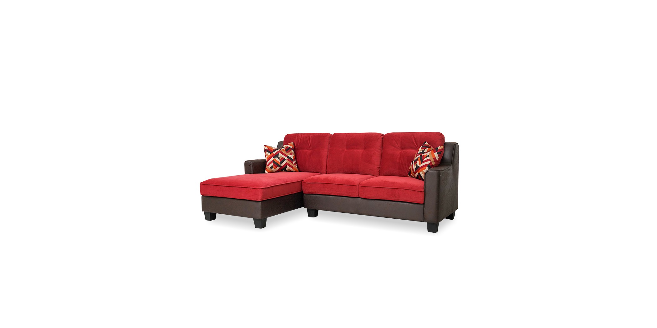 Gabrielle Corner LHF Chaise + RHF 2S Fab Red & Brown