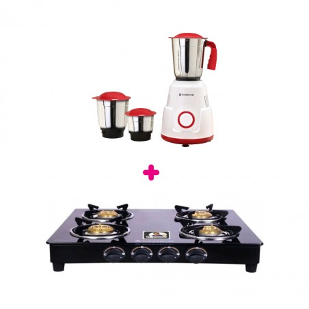 Wonderchef WON509 Ultima 4 Burner Tempered Glass Gas Stove & Wonderchef ...