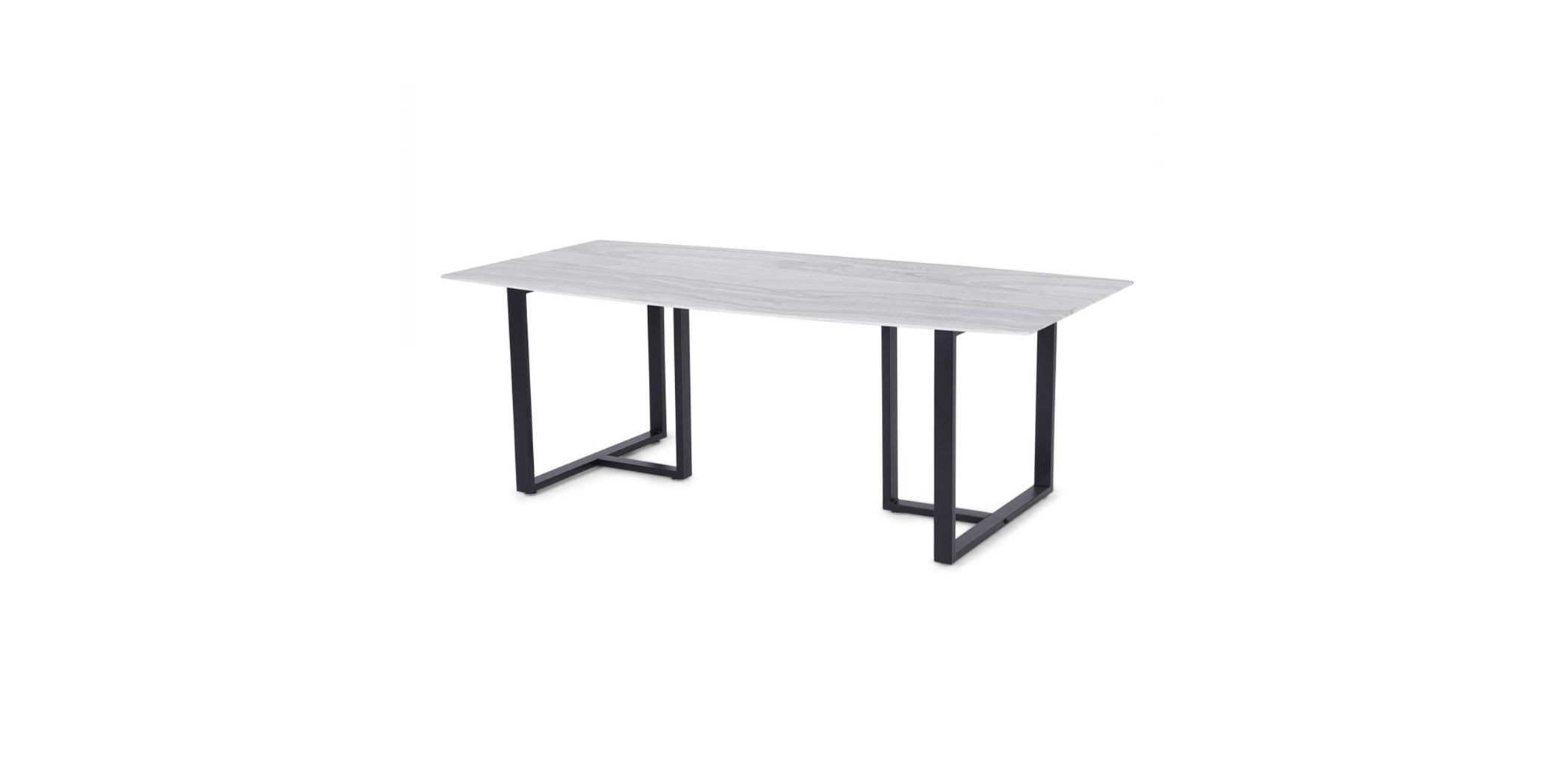 Colorado Coffee Table 6mm Marble Tempered Glass Black Powder Coated ...