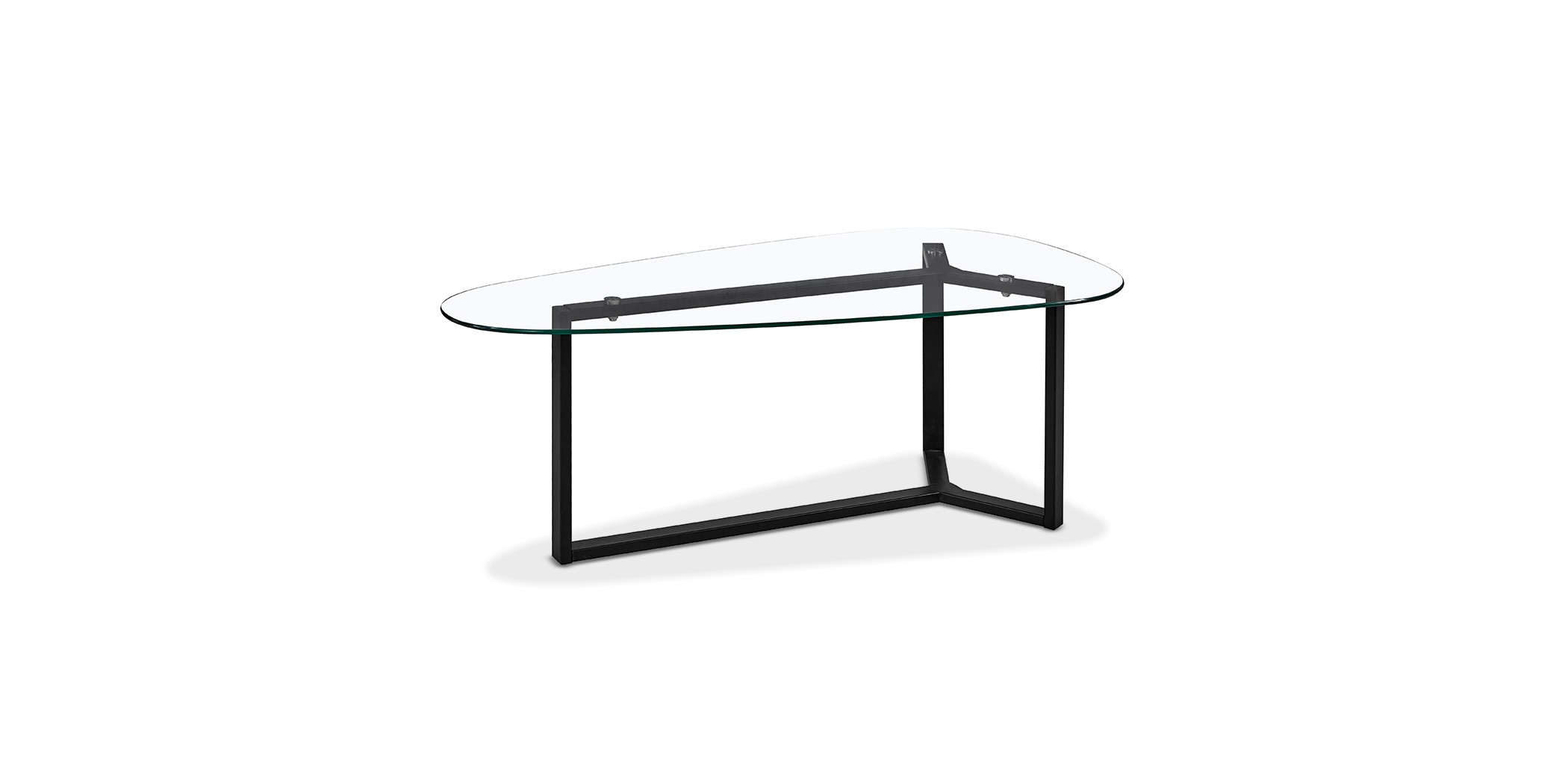 Michigan Coffee Table 8mm Clear Tempered Glass & Black Powder Coated ...