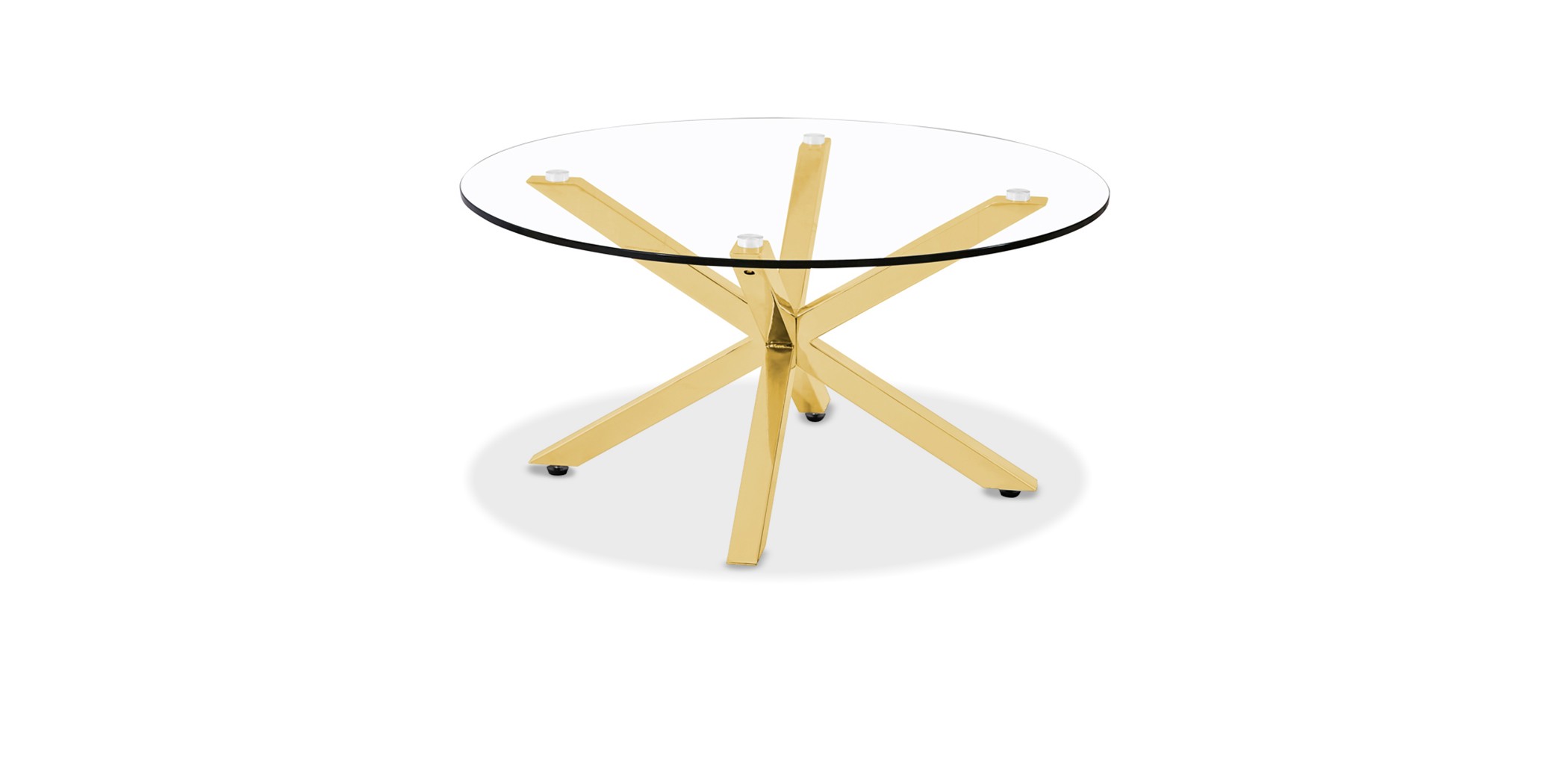 Lyon Coffee Table 8mm Clear Tempered Glass Golden Colour Chromed Leg