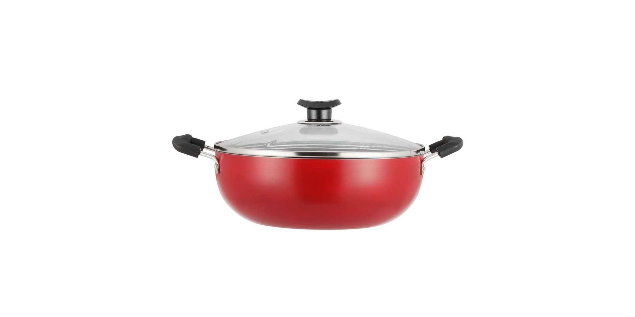 Vinod IZNKL28 28cm-5.5L Zest Inductor Deep Kadai 3mm Non Stick With Glass Lid