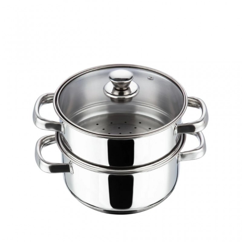 Vinod BSSH224 24 cm 2 Tier 2.5mm Induction Steamer With Glass Lid