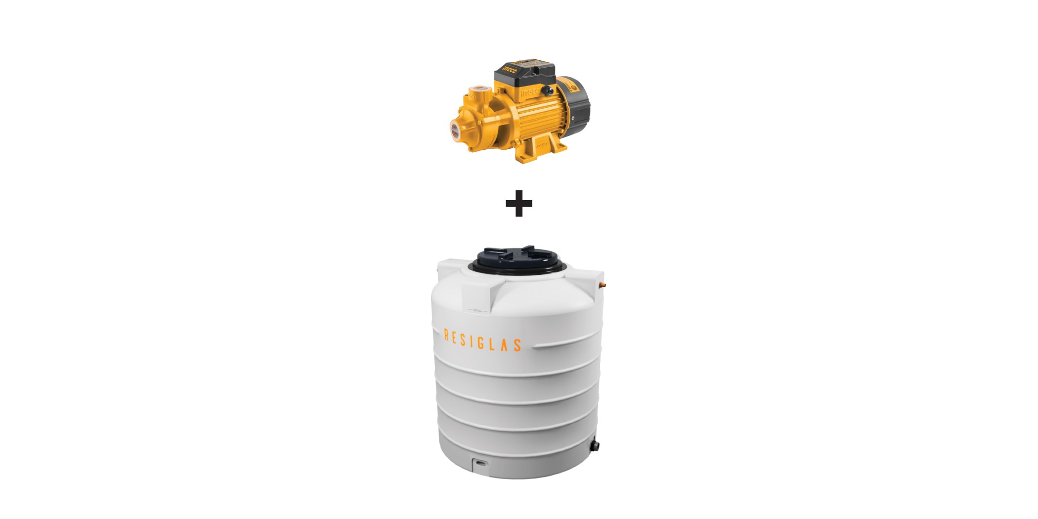 Resiglas 750 Lts Polychrome Water Tank White Snow + Ingco VPM7508 ...