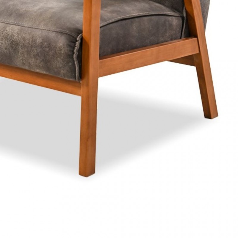 Hunter Sofa 1S Wooden Armchair Grey Fab