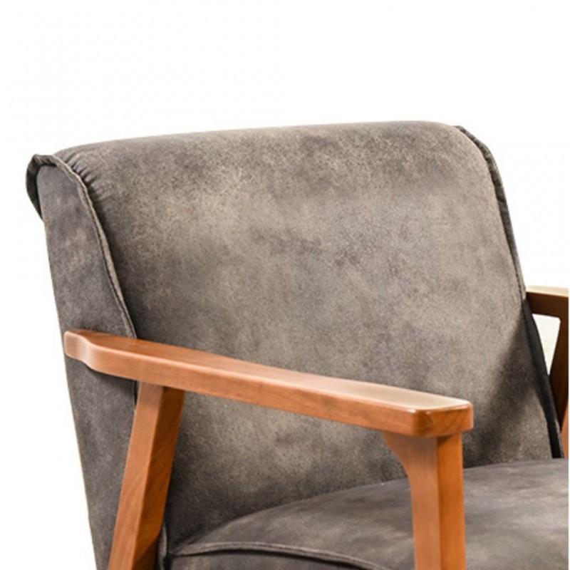 Hunter Sofa 1S Wooden Armchair Grey Fab