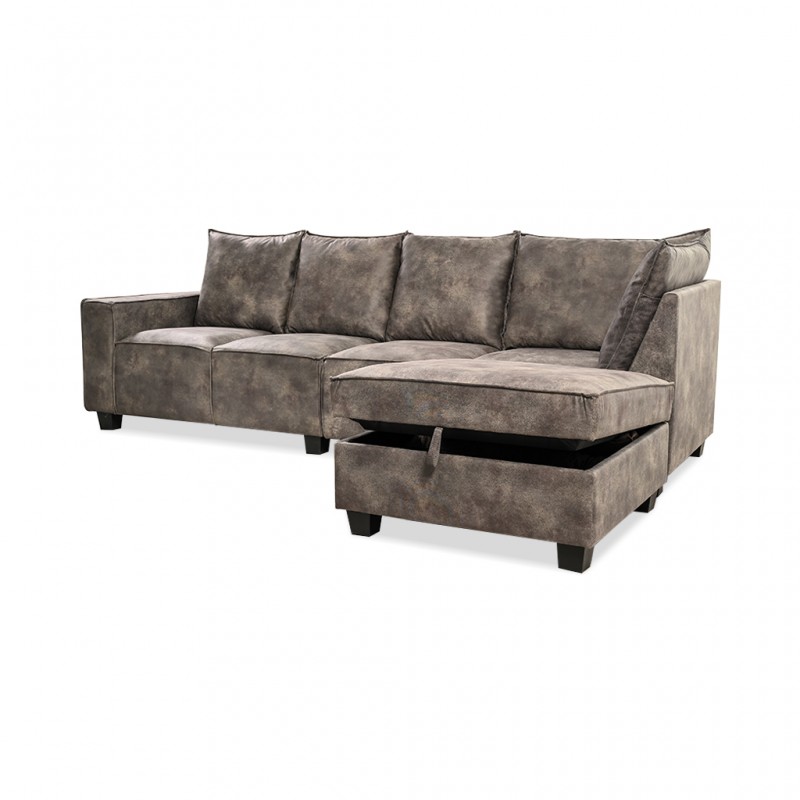 Hunter Reversible Sofa W/Storage Chaise Grey Col