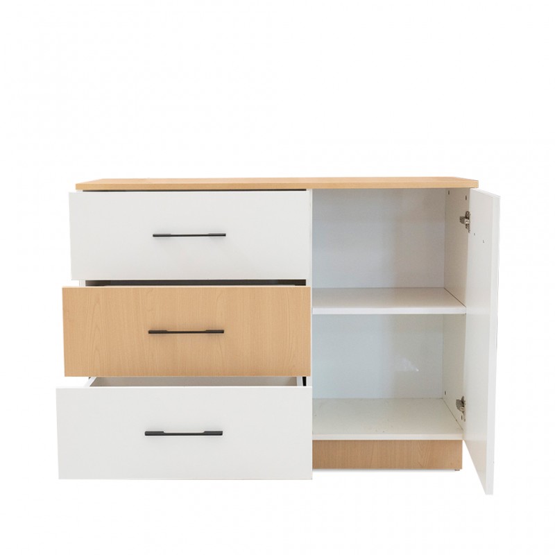 Sunrise Chest Of Drawers Light Oak & Coconut White In MDF/Particle Board