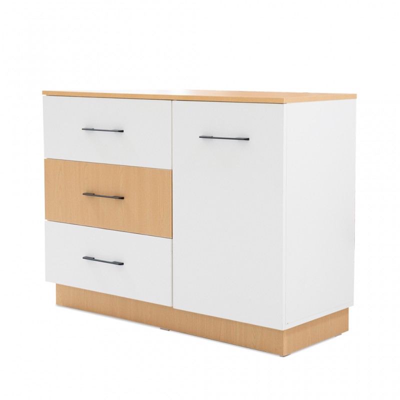 Sunrise Chest Of Drawers Light Oak & Coconut White In MDF/Particle Board