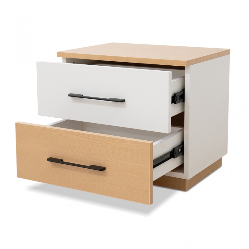 Sunrise Night Table Light Oak & Coconut White In MDF/Particle Board