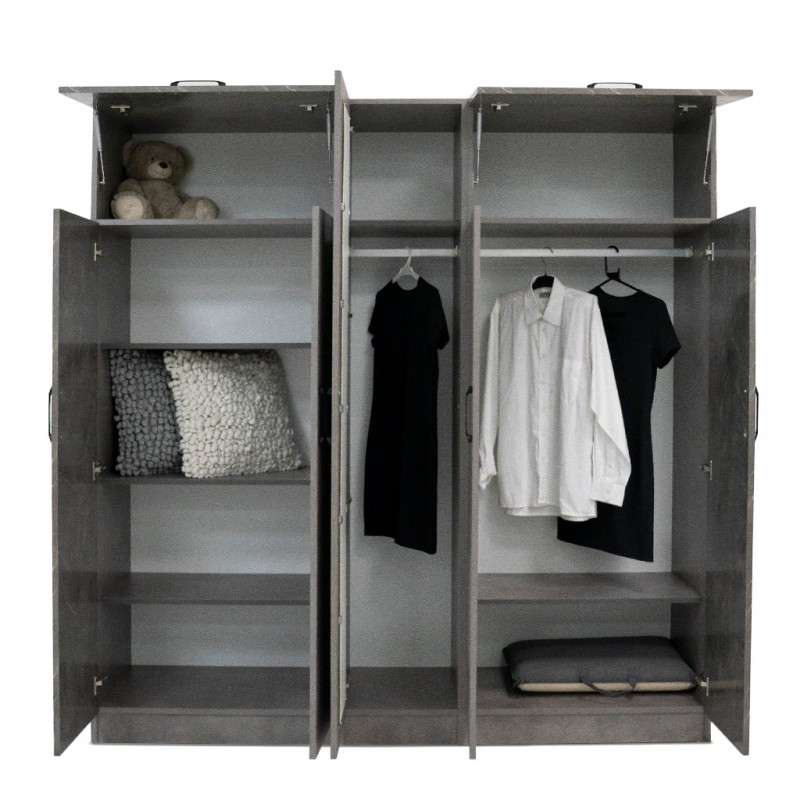 Montale Wardrobe 5 Doors & 2 Flap Doors Dark Ash Glossy And Light Ash ...