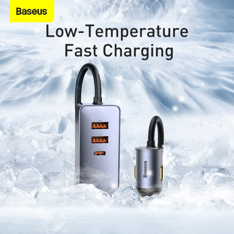 Baseus Multiport Fast Charging Car Charger Gray 120w 2u+2c Ccbt-A0g