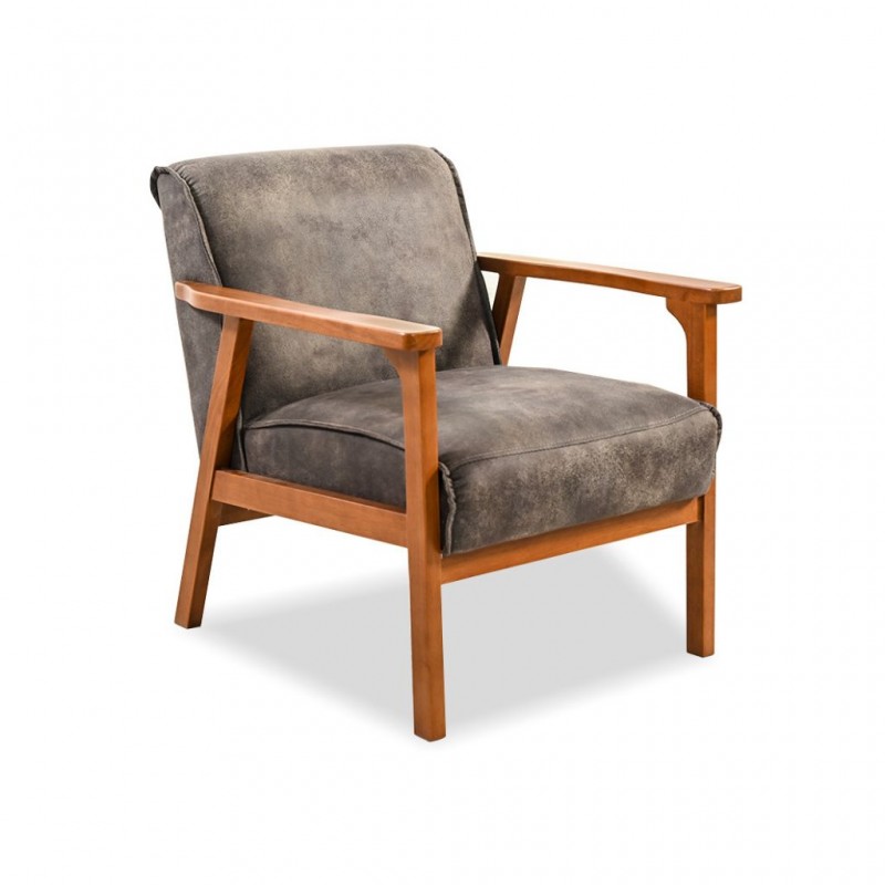 Hunter Sofa 1S Wooden Armchair Grey Fab