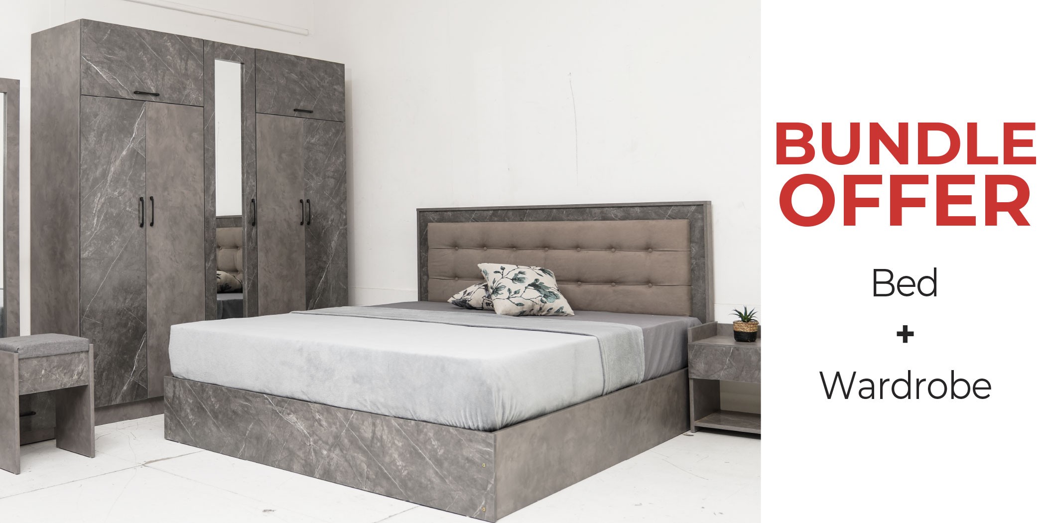 Montale Bed 180x200 cm & Montale Wardrobe 5 Doors & 2 Flap Doors Dark ...