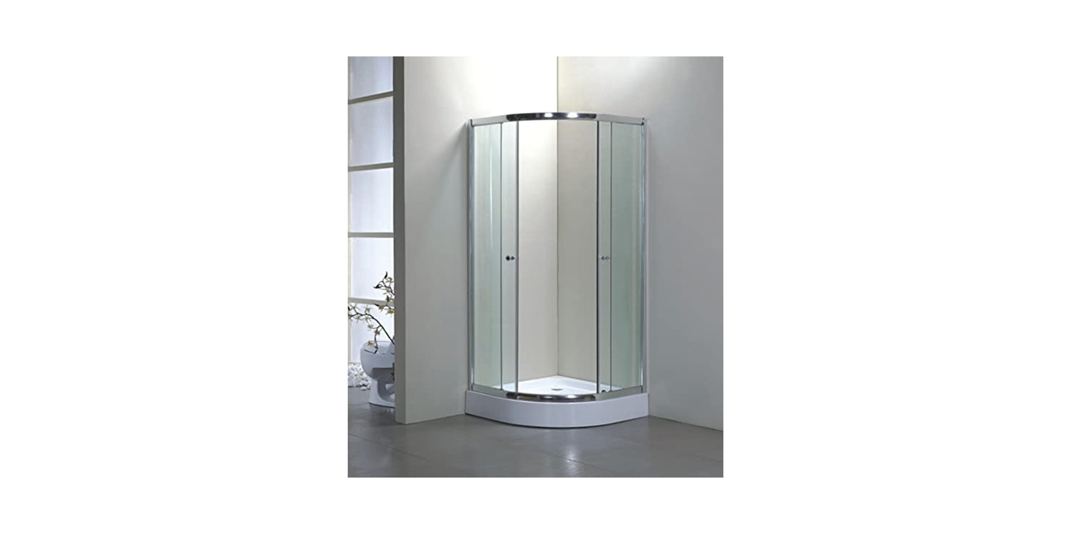 Half Round Shower Cabin With Whited Printed Rays On Glass Double ...