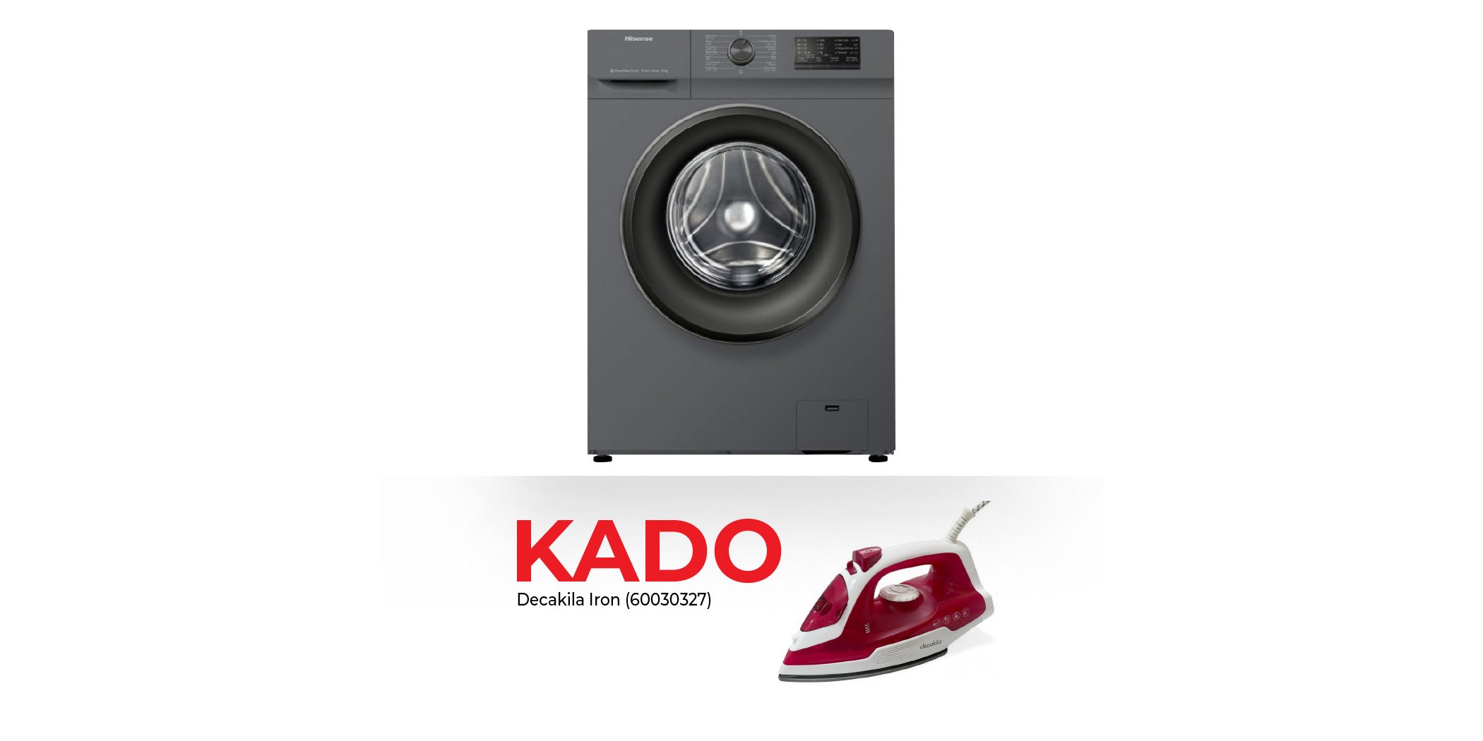 Hisense WD3S8043BT Washer-Dryer & Free Decakila KEEN002R Steam Iron